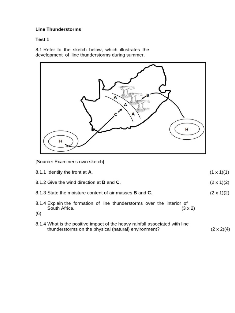 Line Thunderstorms Test | PDF