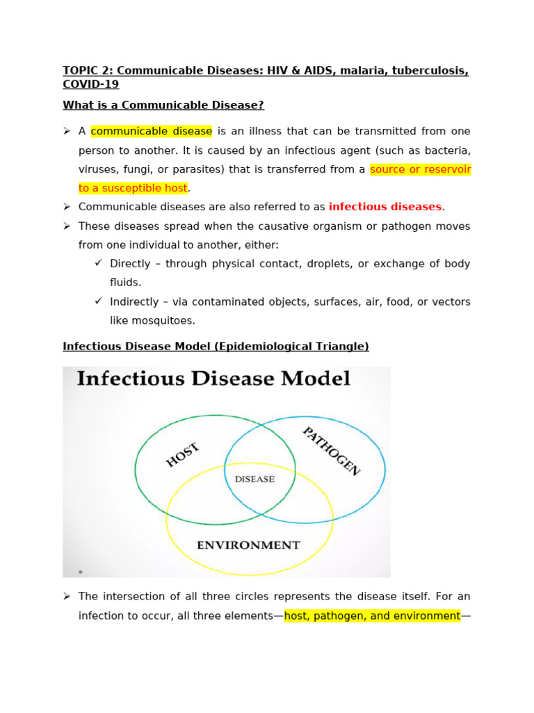 TOPIC 2 Communicable Diseases | PDF | Tuberculosis | Malaria