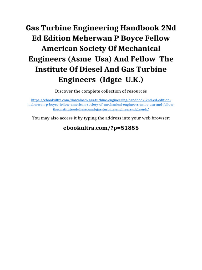 Gas turbine engineering handbook 2nd ed Edition Meherwan P Boyce Fellow ...