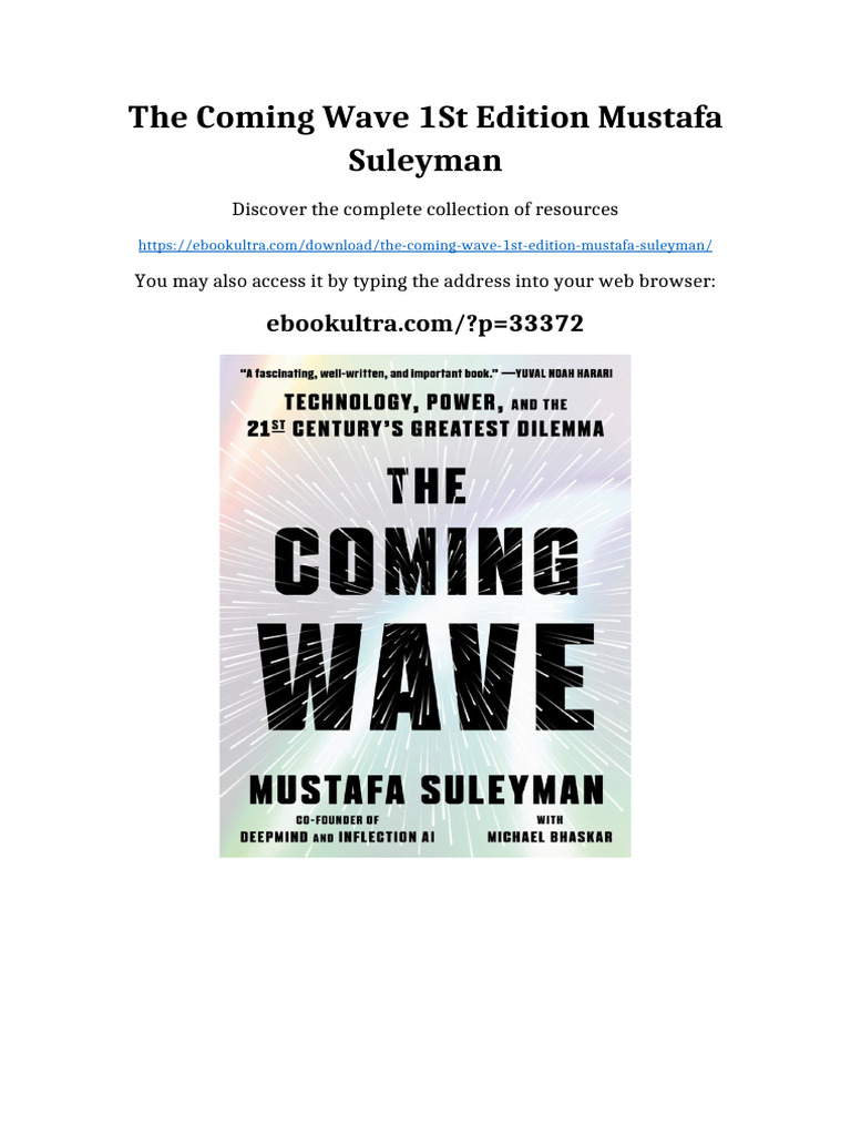 The Coming Wave 1st Edition Mustafa Suleyman latest pdf 2025 | PDF ...