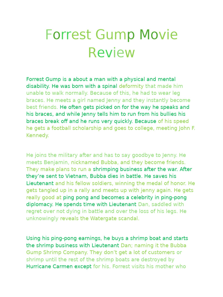 Forrest Gump Movie Review | PDF