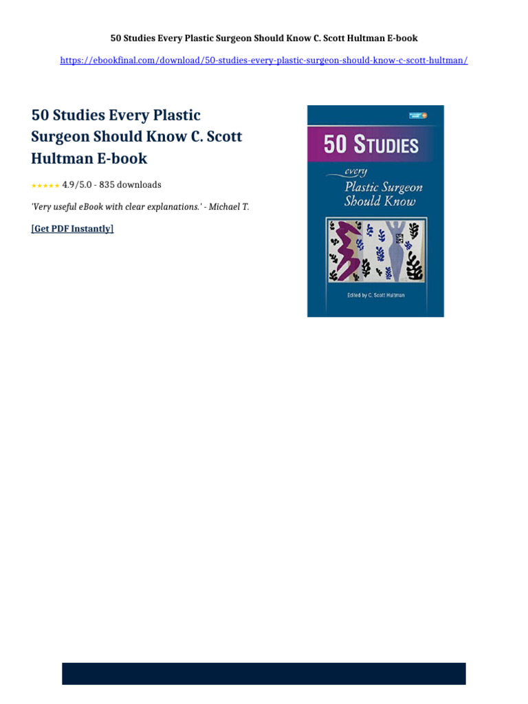 50 Studies Every Plastic Surgeon Should Know C. Scott Hultman ebook ...
