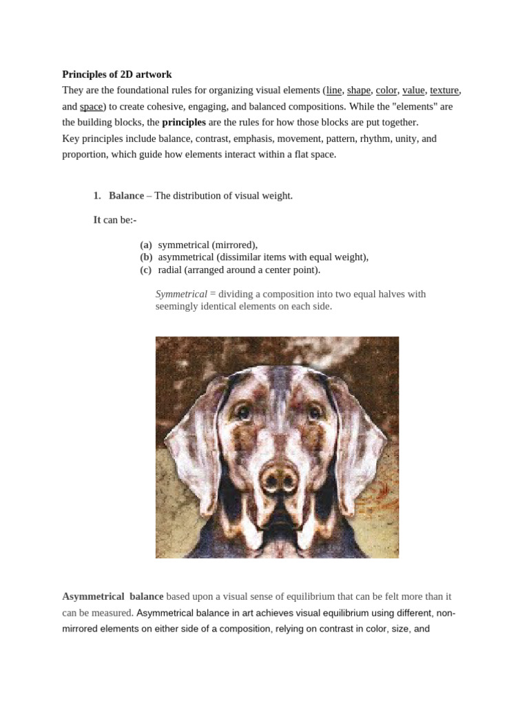 Principles of 2D Artwork | PDF | Symmetry | Composition (Visual Arts)