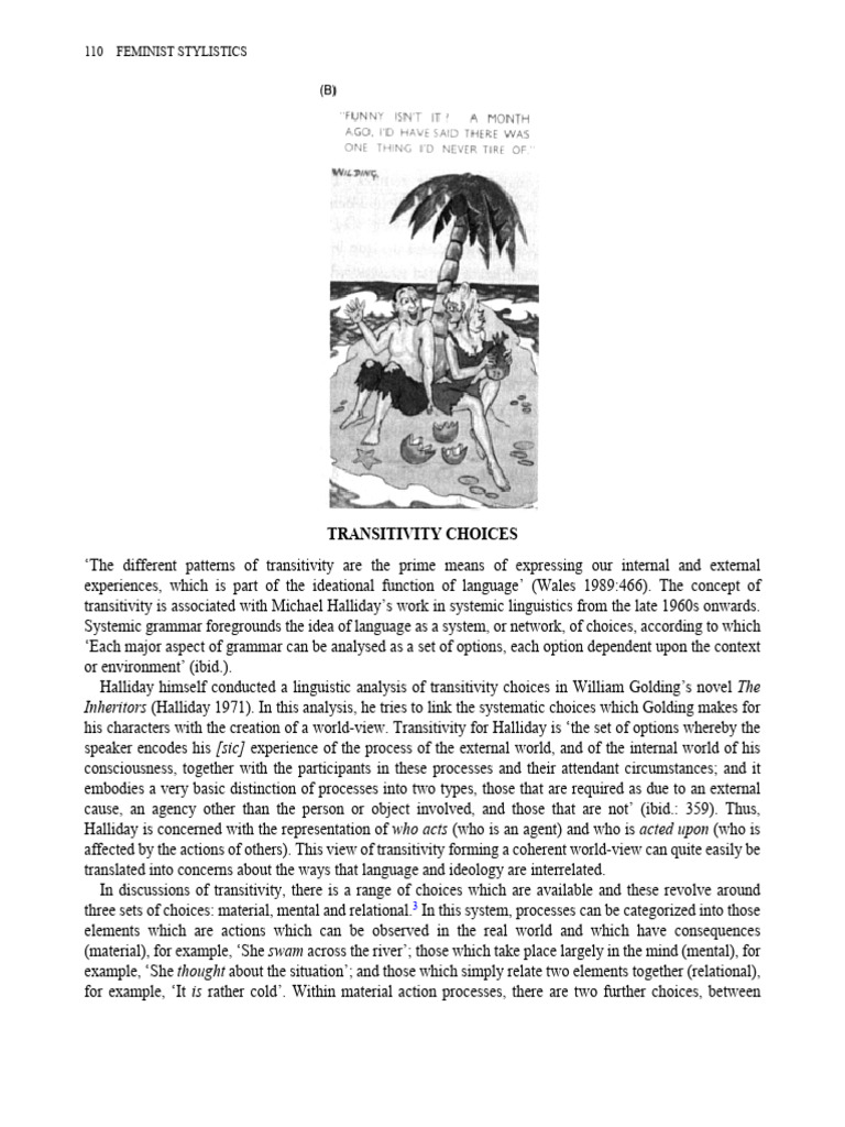 Mills (1995) Feminist Stylistics Transitivity Choices | PDF ...