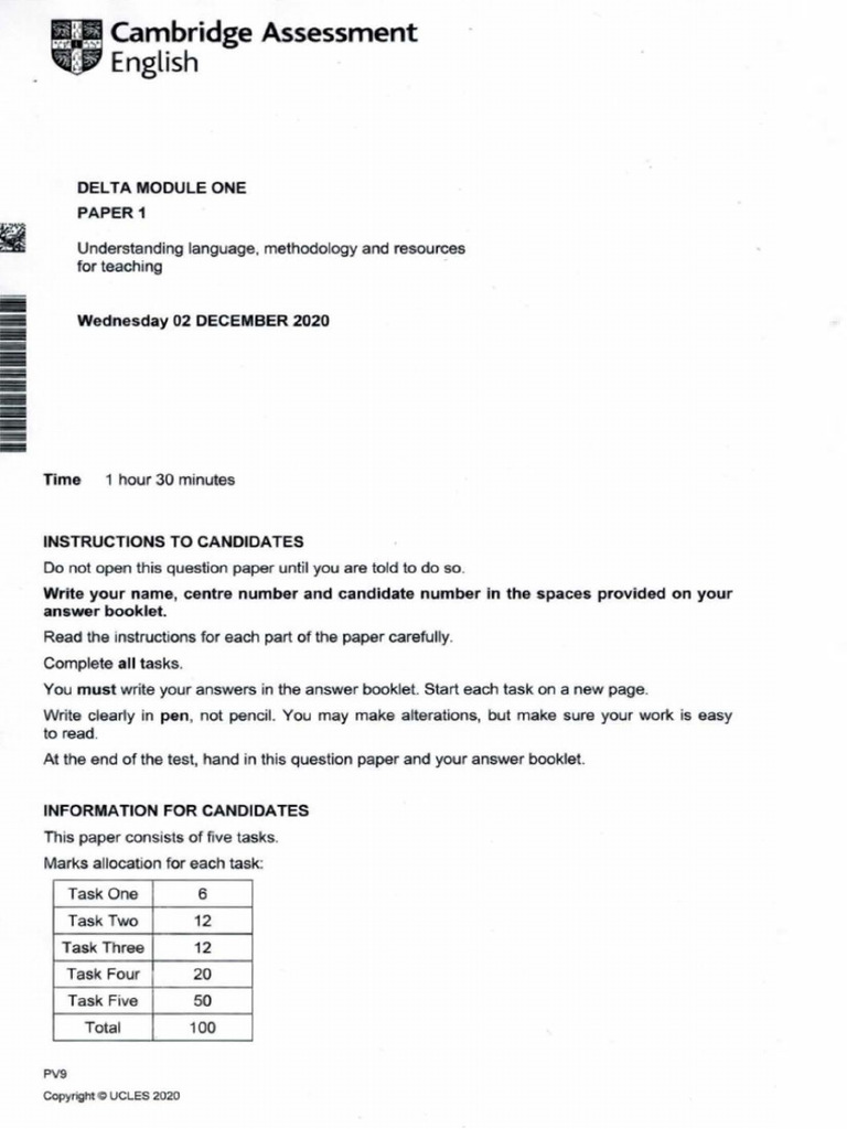 2020 December DELTA Module One Paper 1 | PDF