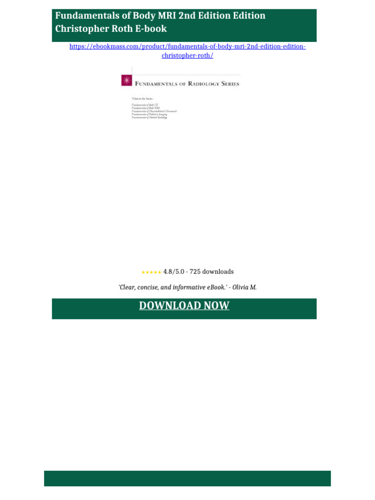 Fundamentals of Body MRI 2nd Edition Edition Christopher Roth Ebook ...