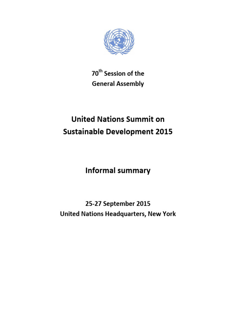 8521informal Summary - UN Summit On Sustainable Development 2015 | PDF ...