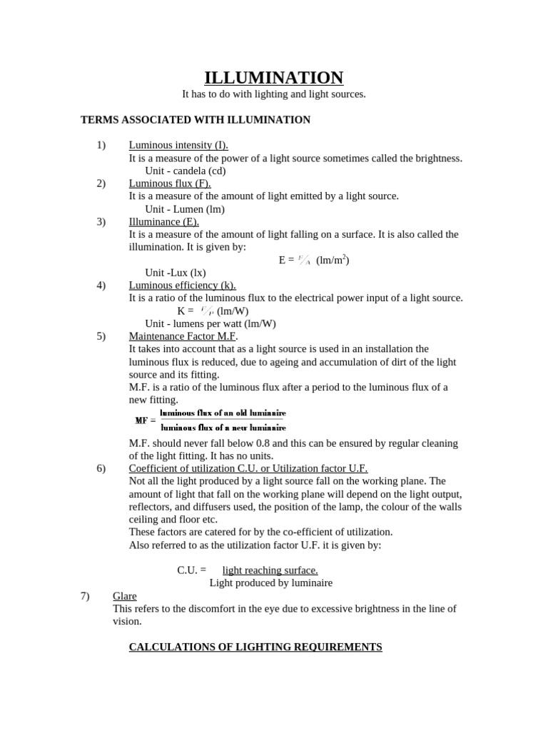 Illumination With Examples | PDF | Incandescent Light Bulb ...