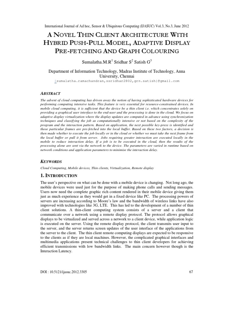 A Novel Thin Client Architecture With Hybrid Push-Pull Model, Adaptive ...