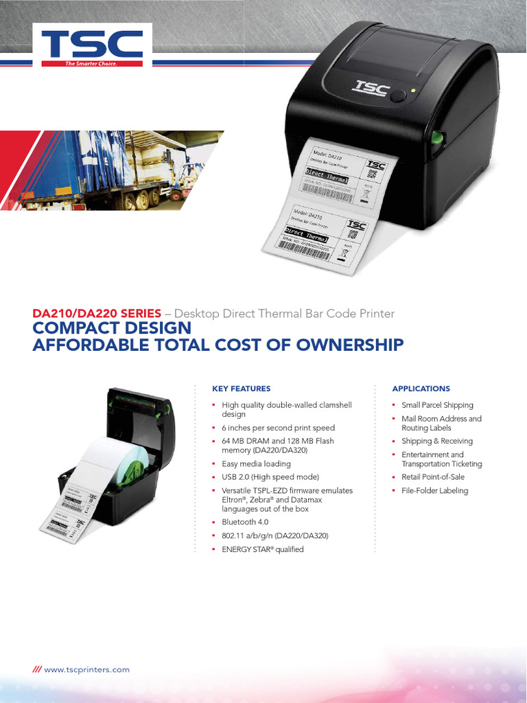 DA210 DA220 Series ENG Datasheet A4 | PDF | Printer (Computing) | Usb