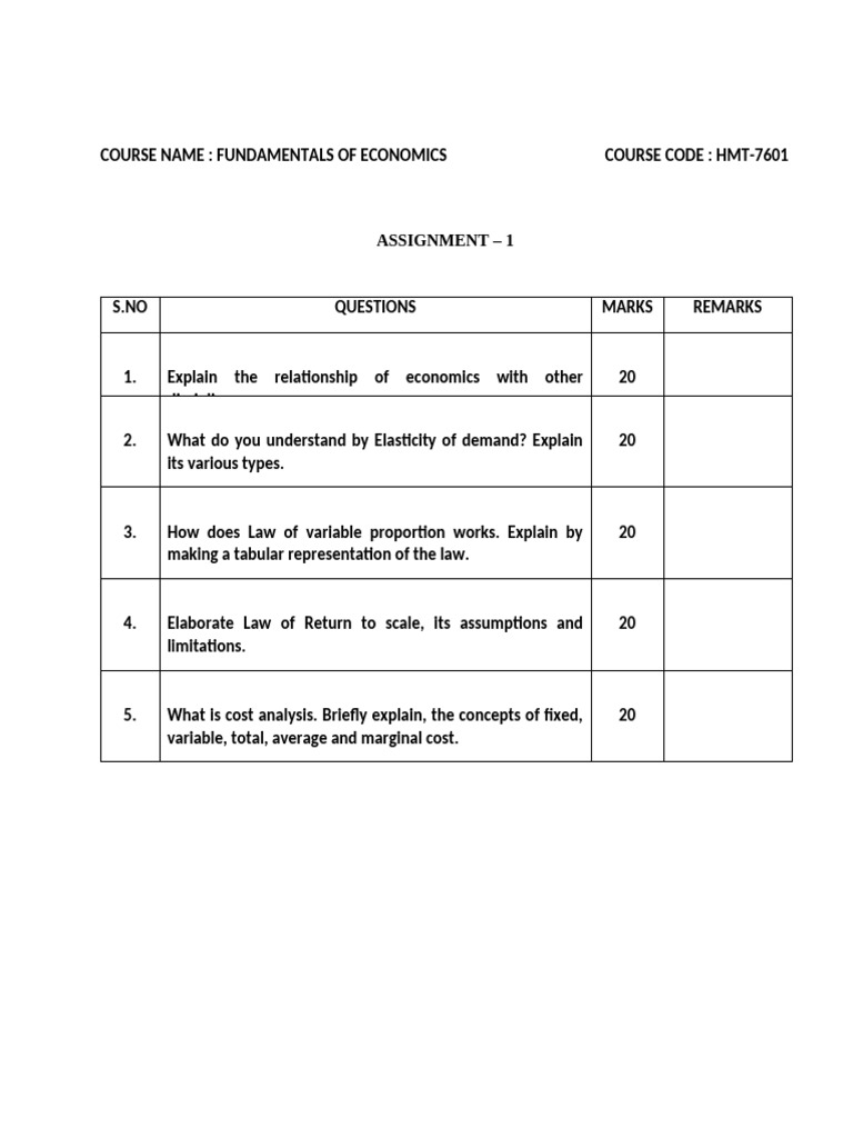 Assignment 1 Eco | PDF