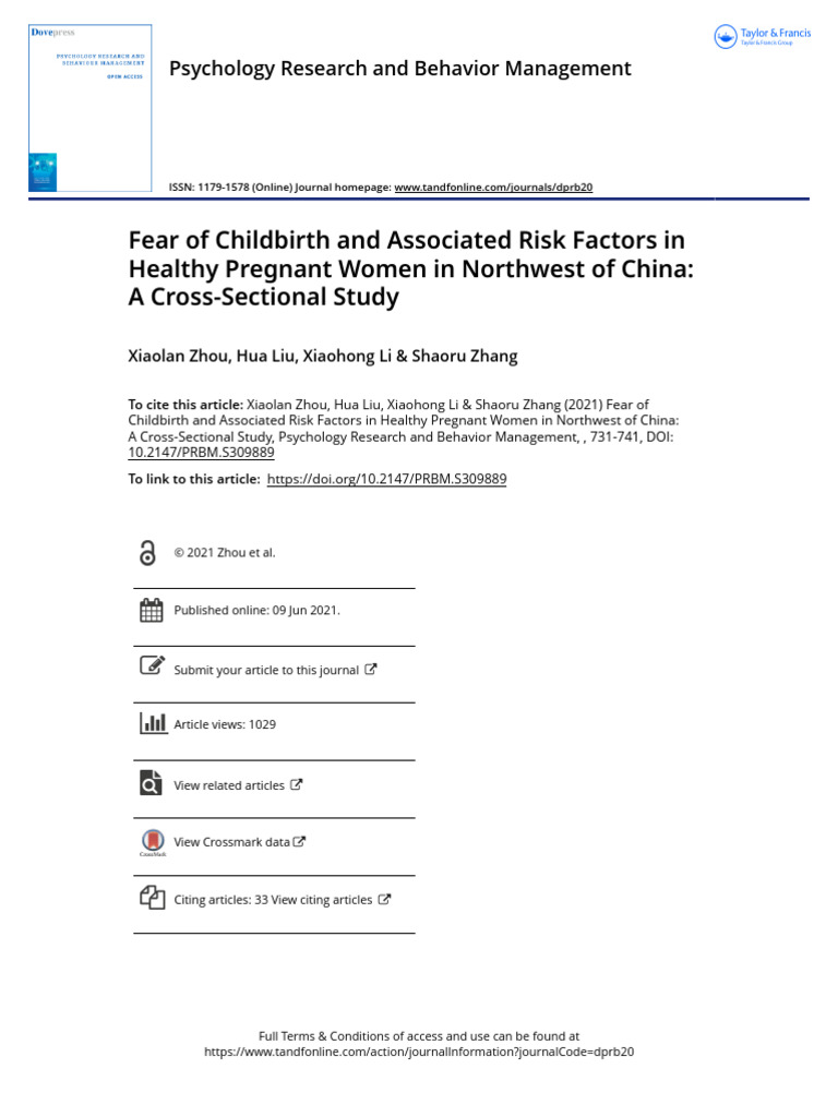 Fear of Childbirth and Associated Risk Factors in Healthy Pregnant ...