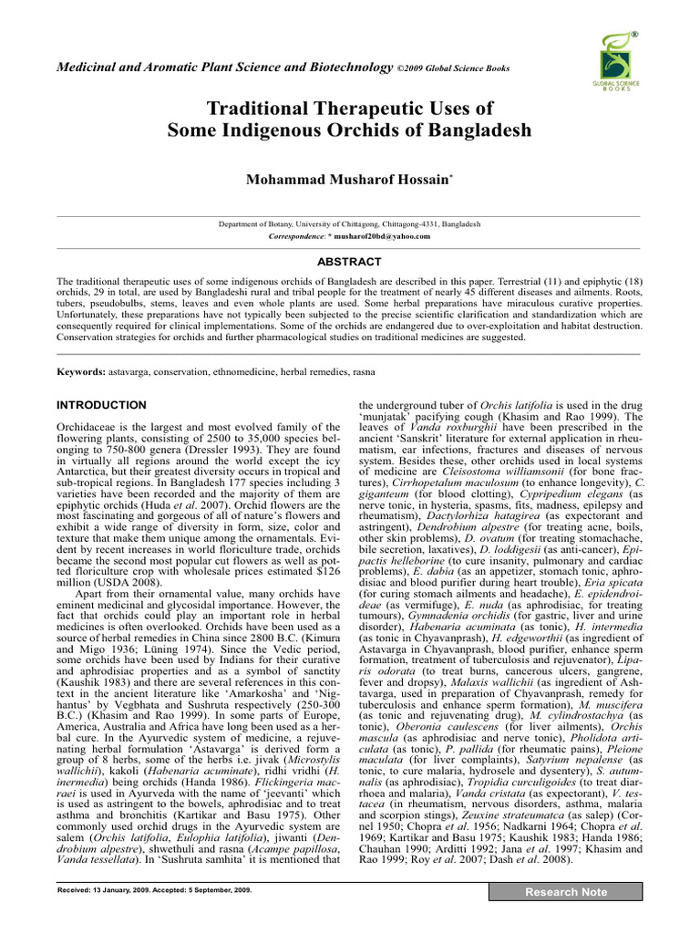 A A Traditional therapeutic uses of some odchid | PDF