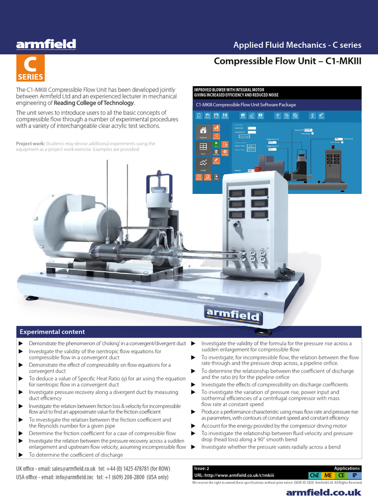 Armfield C1MKIII DataSheet1bWeb 1 | PDF | Fluid Dynamics | Compressible ...