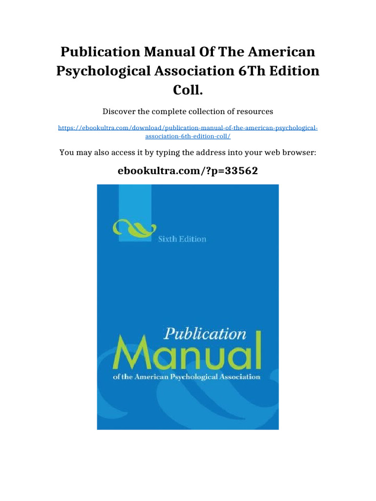 Publication Manual of The American Psychological Association 6th ...