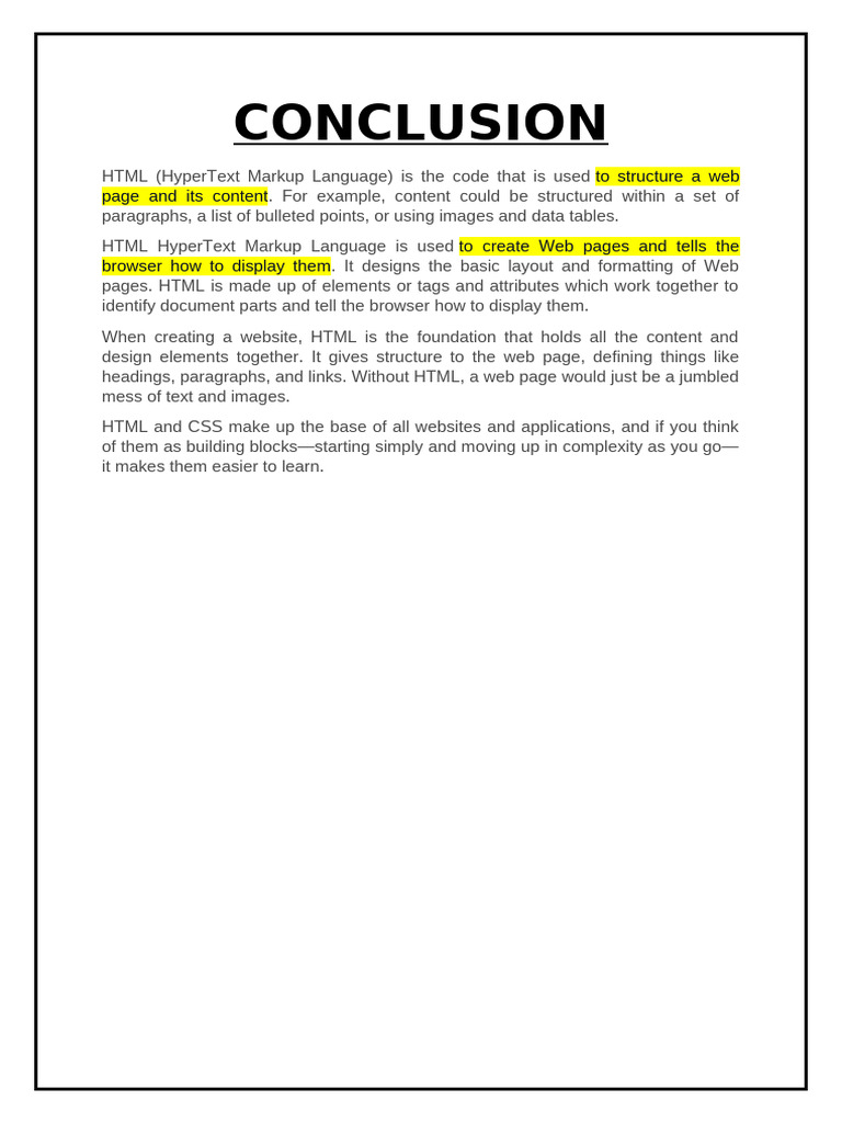 Conclusion For Class X Project | PDF