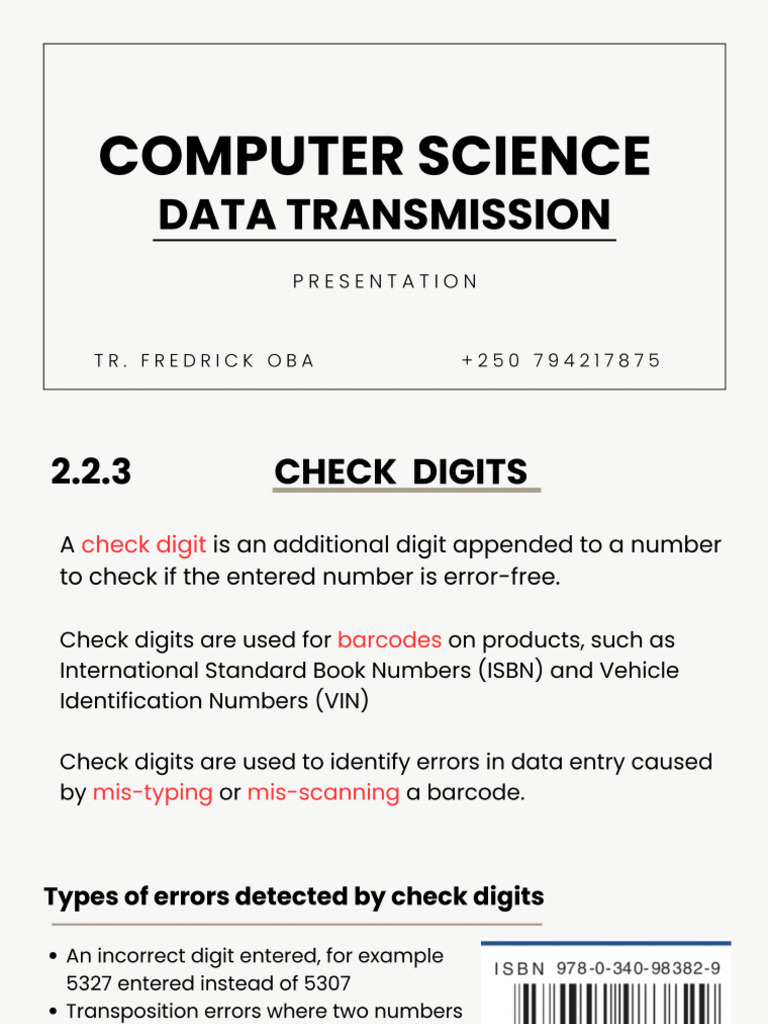 2.2 Data Transmission Check Digits | PDF