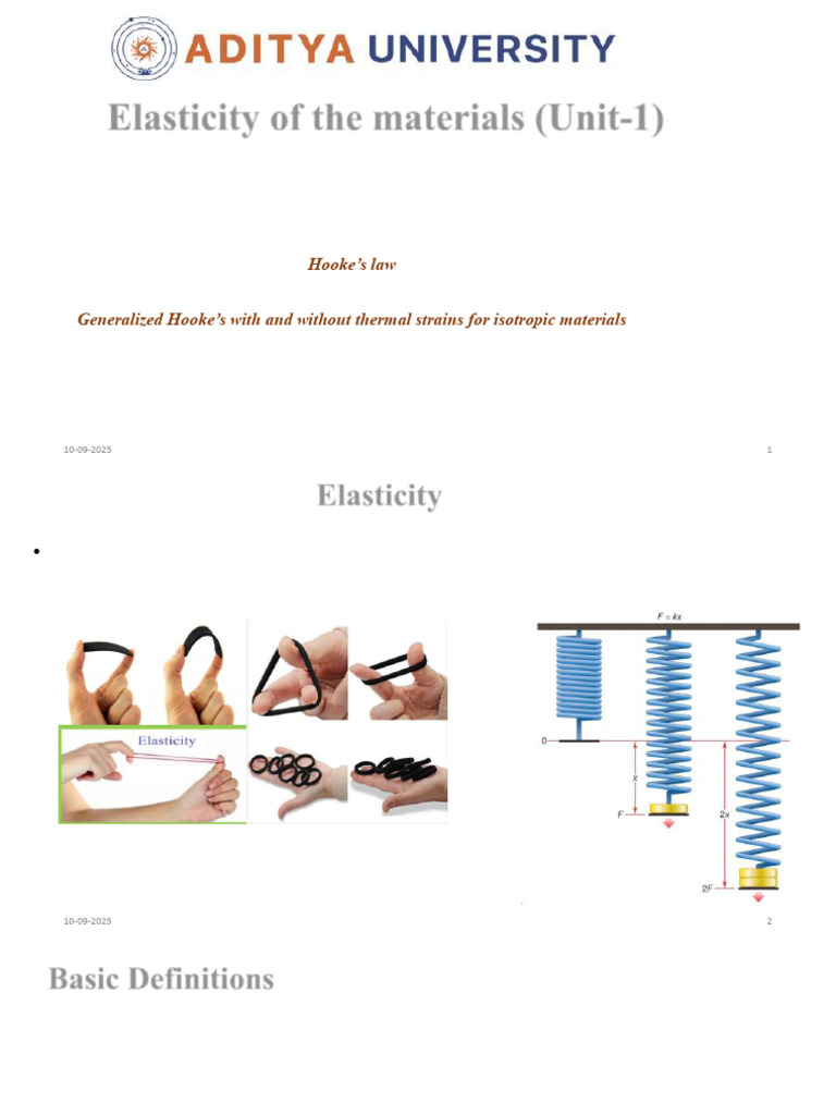 Elasticity of the Materials Unit 1-1 | PDF | Deformation (Engineering ...
