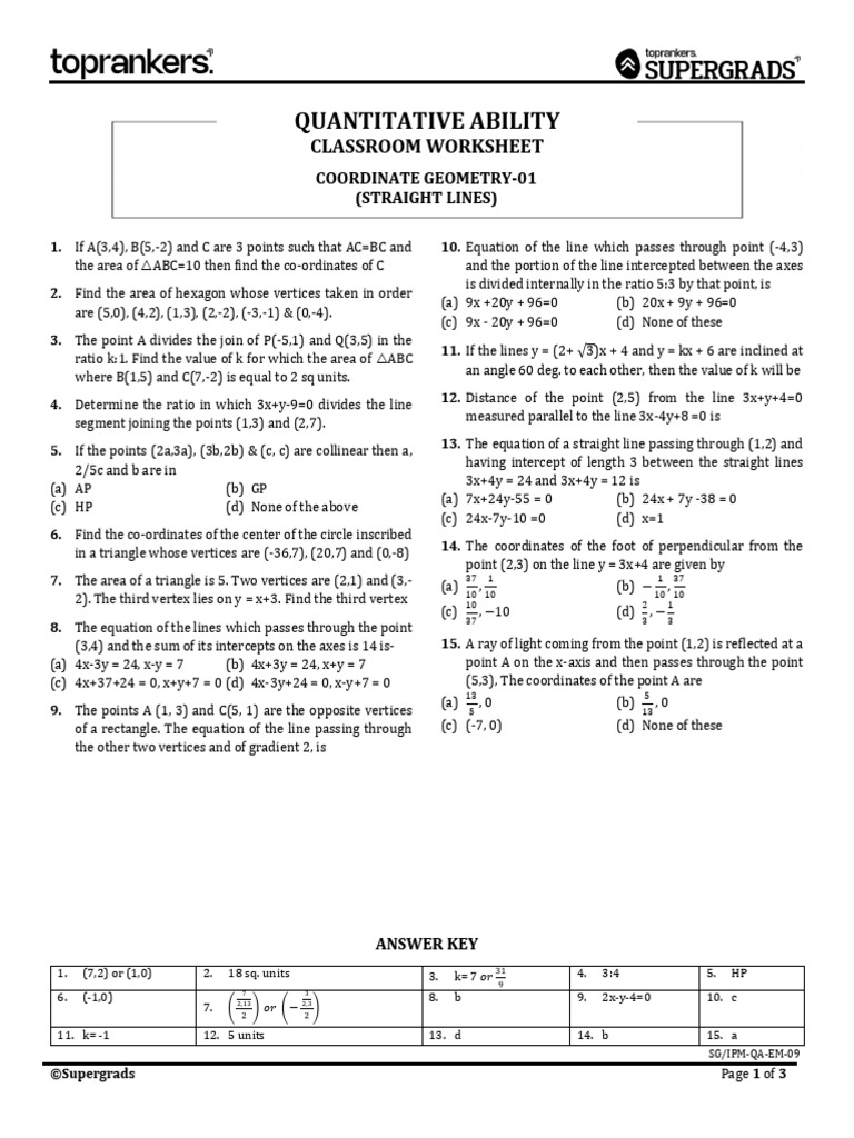 Coordinate Geometry-01 (Straight Lines) (1) | PDF | Line (Geometry ...