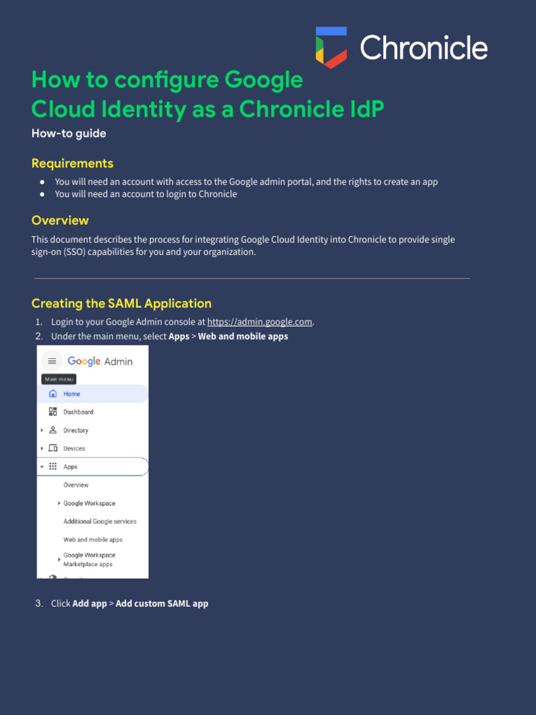 [Chronicle] How to Configure Google Cloud Identity as a Chronicle IdP ...