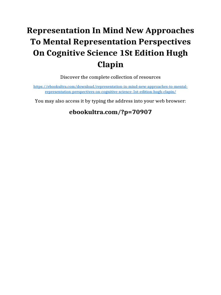 Representation in Mind New Approaches to Mental Representation ...