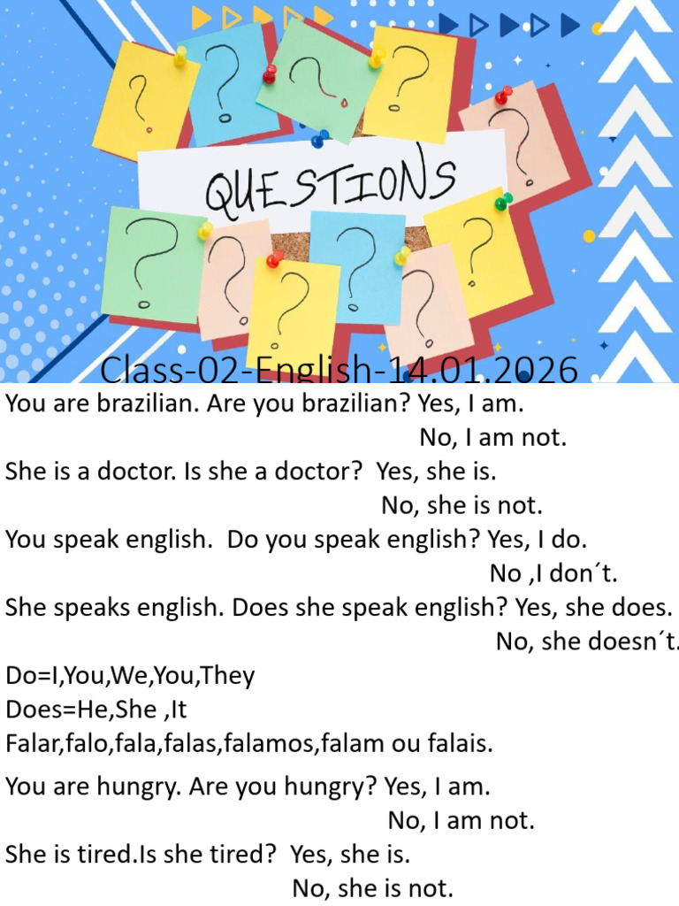Class 02 English 14.01.2026 Teens 1 Questions | PDF