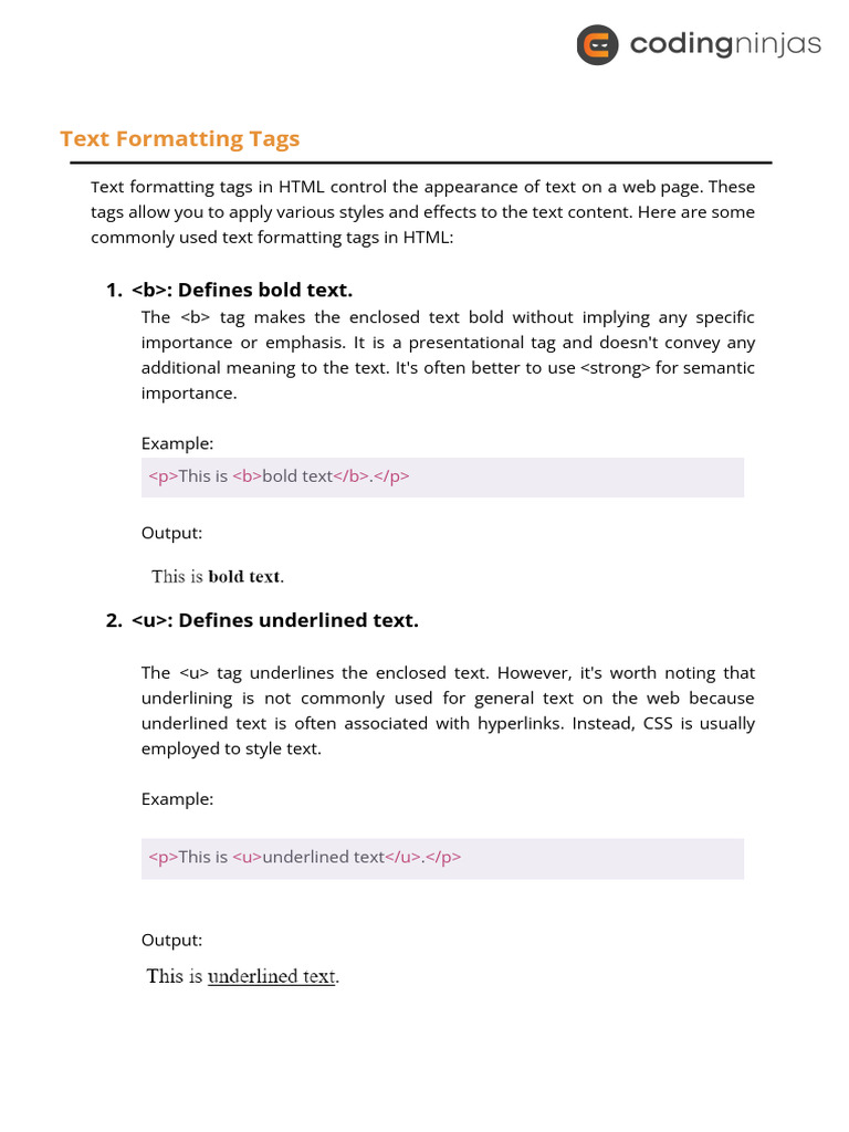 Text Formatting Tags -4225 | PDF | Html Element | Html