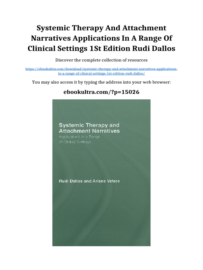 Systemic Therapy and Attachment Narratives Applications in A Range of ...