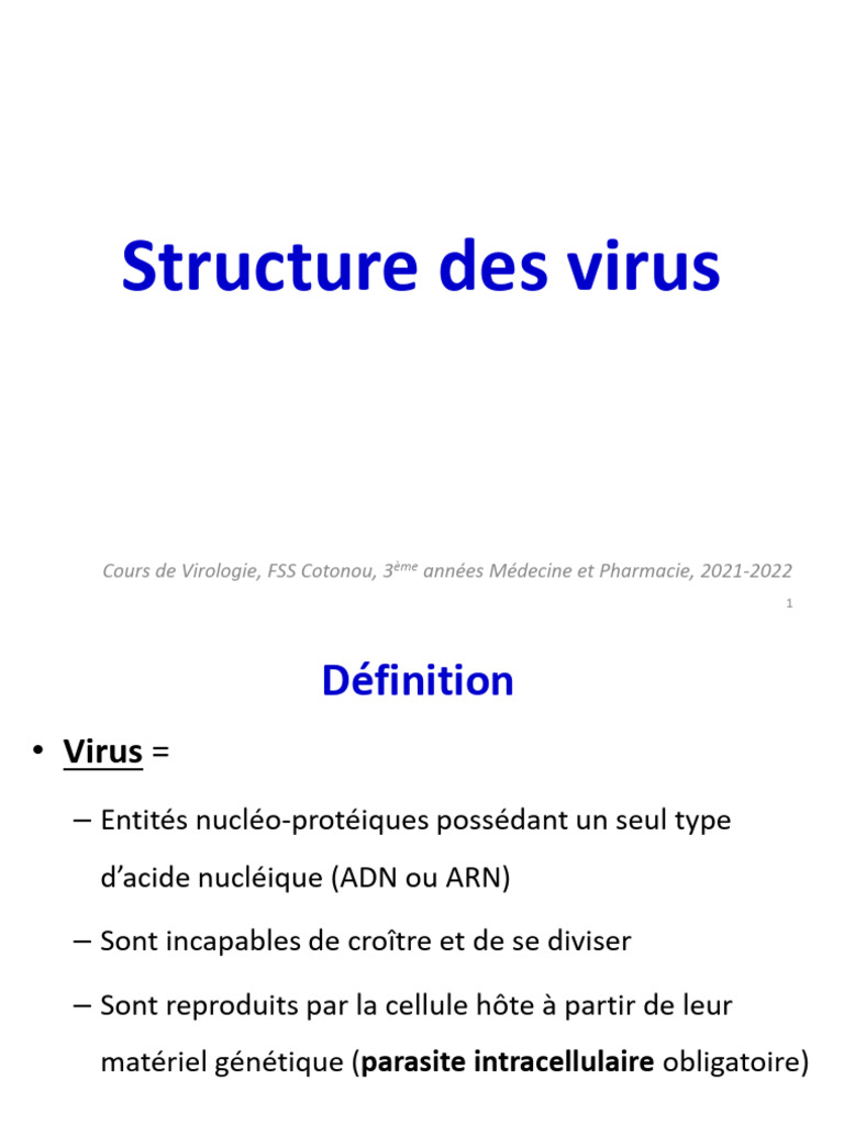 1-Structure Des Virus | PDF | Virus | Acide nucléique