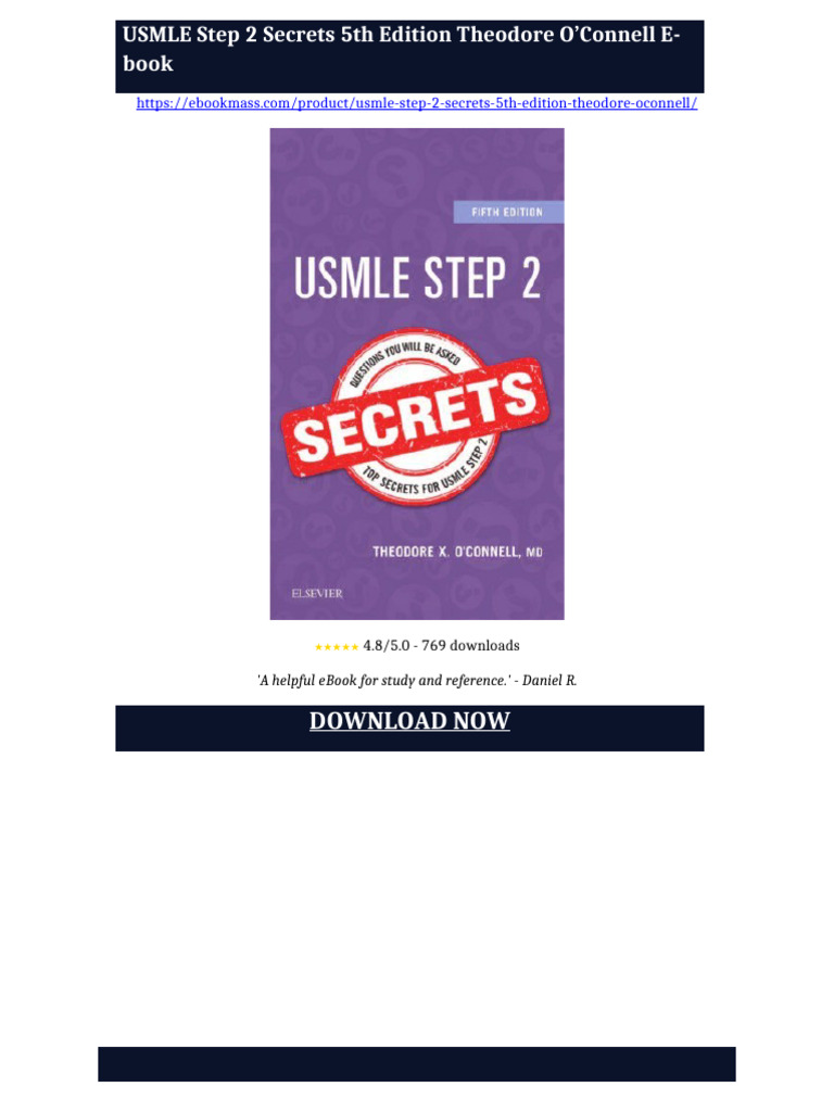 USMLE Step 2 Secrets 5th Edition Theodore O'Connell Ebook Digital Quick ...