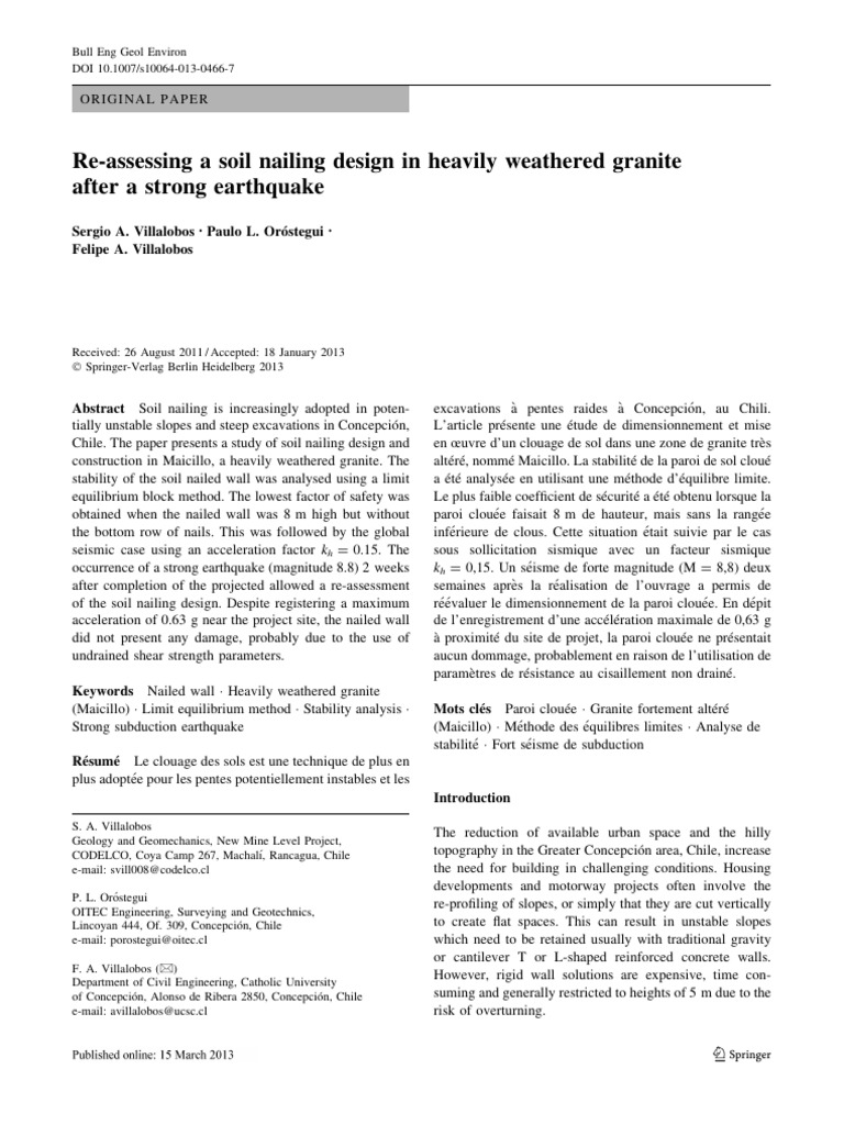 Re Assessing a Soil Nailing Design in He | PDF | Geotechnical ...
