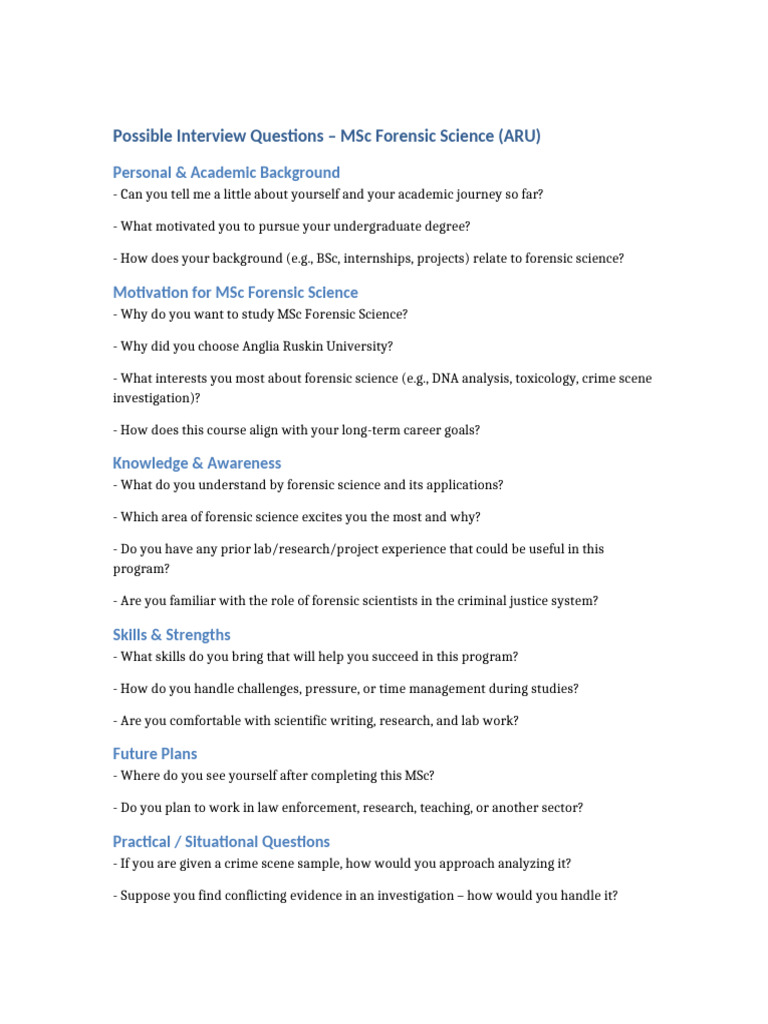 Forensic Science Interview Questions | PDF