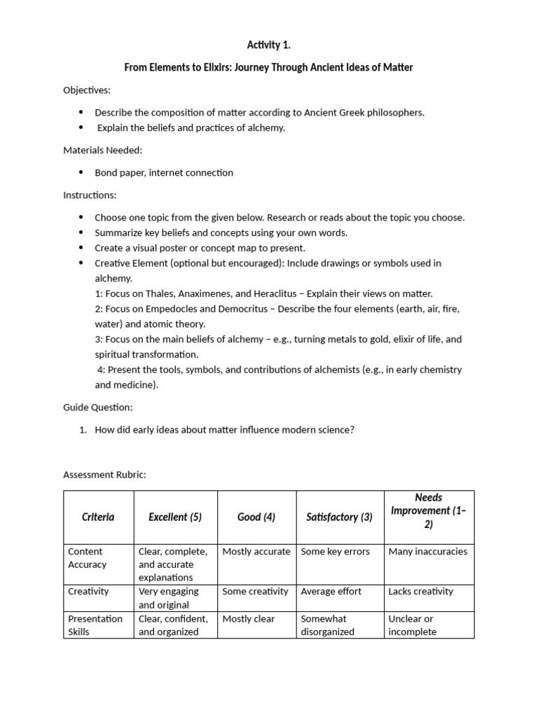 Activity 1 Physical Science | PDF