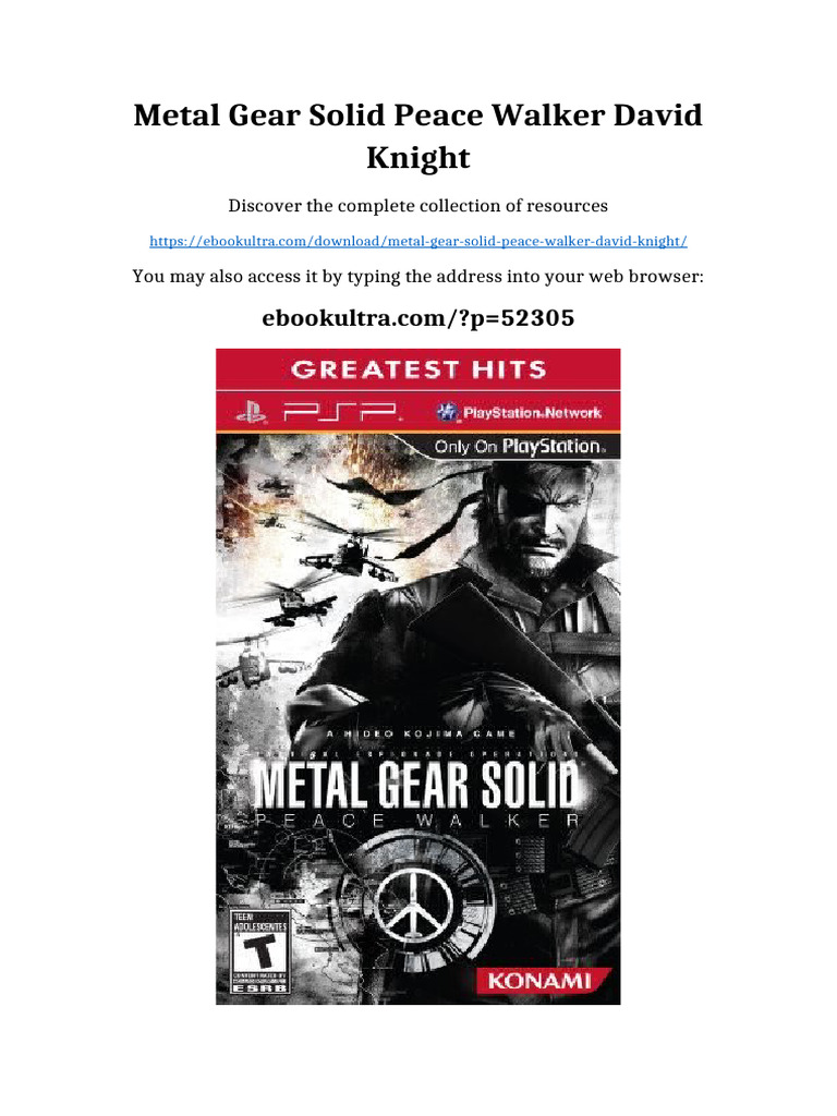 Metal Gear Solid Peace Walker David Knight available any format | PDF