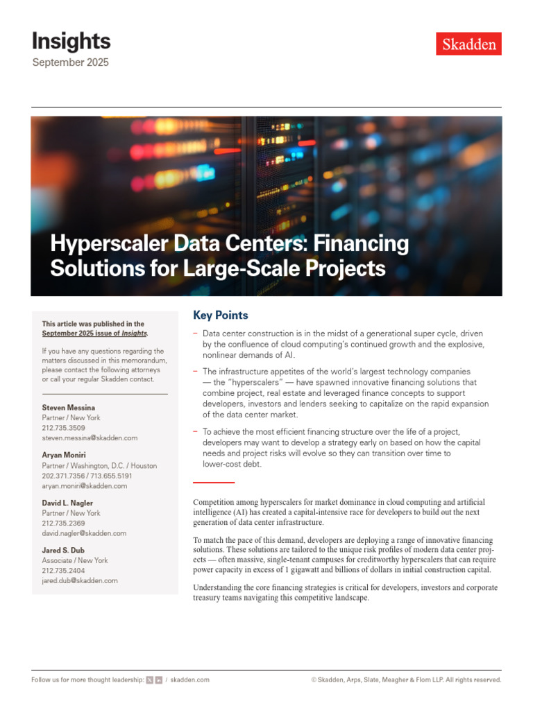 Hyperscaler Data Centers Financing Solutions For LargeScale Projects ...