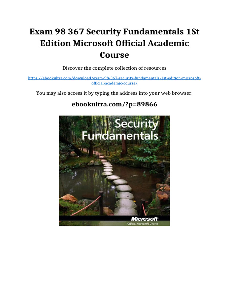 Exam 98 367 Security Fundamentals 1st Edition Microsoft Official ...