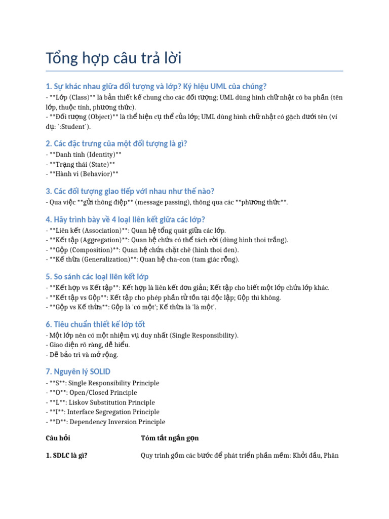 Tong Hop Cau Tra Loi | PDF