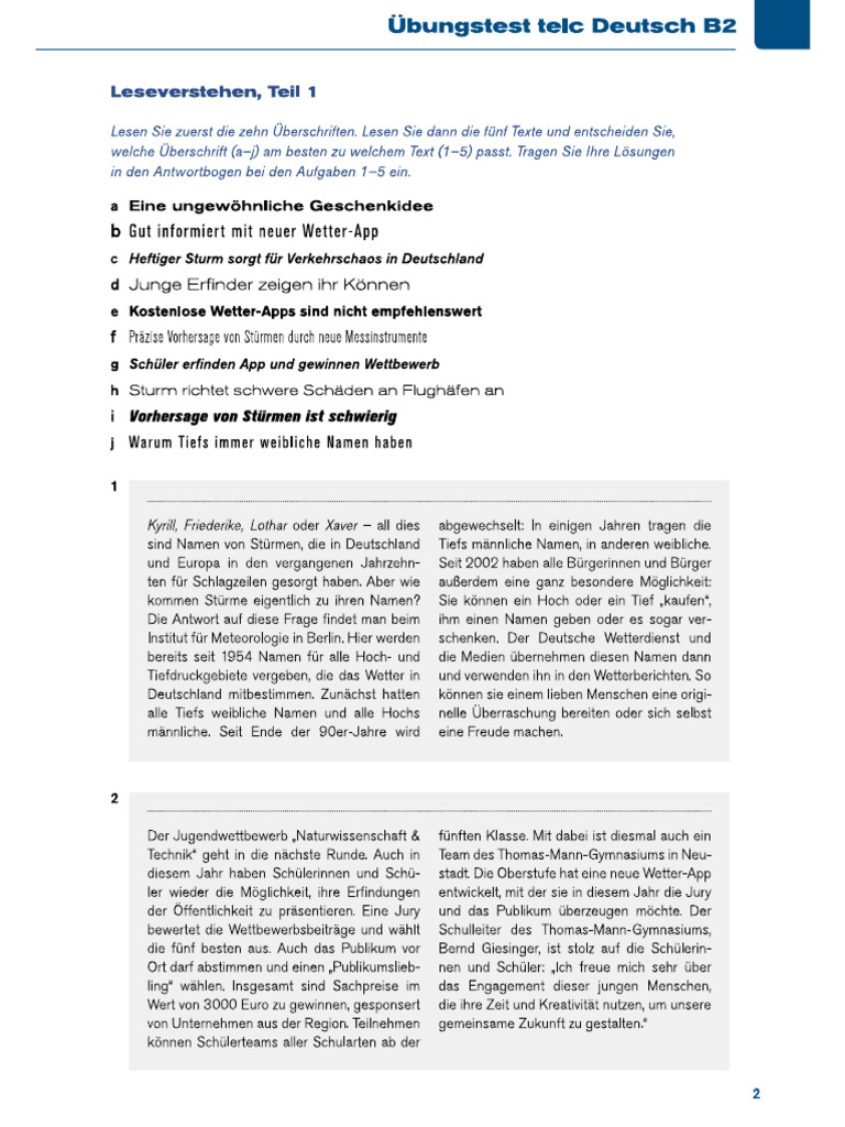 B2 Lesen Telc Blau | PDF