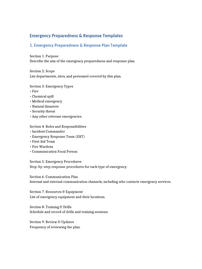Emergency Templates All | PDF