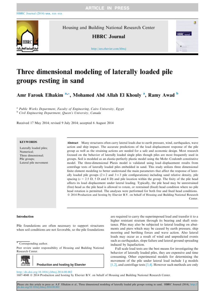 Three Dimensional Modeling of Laterally Loaded Pil | PDF | Young's ...