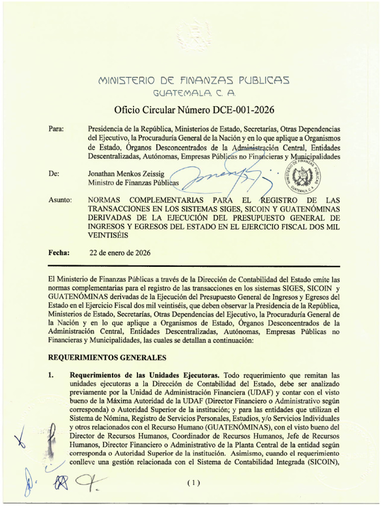 Oficio Circular DCE-001-2026 | PDF