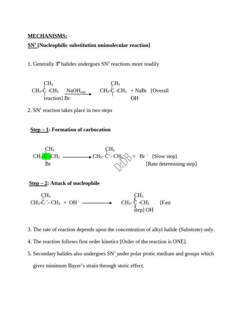 Mechanisms(Sn1 and Sn2 ) | PDF | Chemical Reactions | Chemical Reaction ...