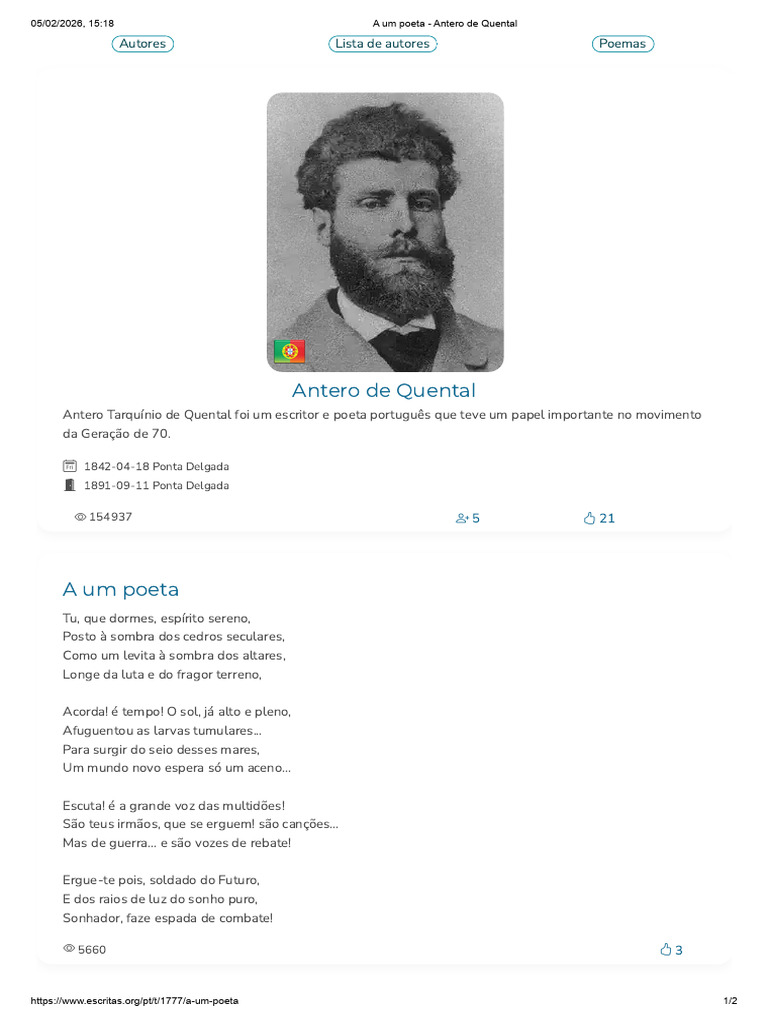 A Um Poeta - Antero de Quental | PDF