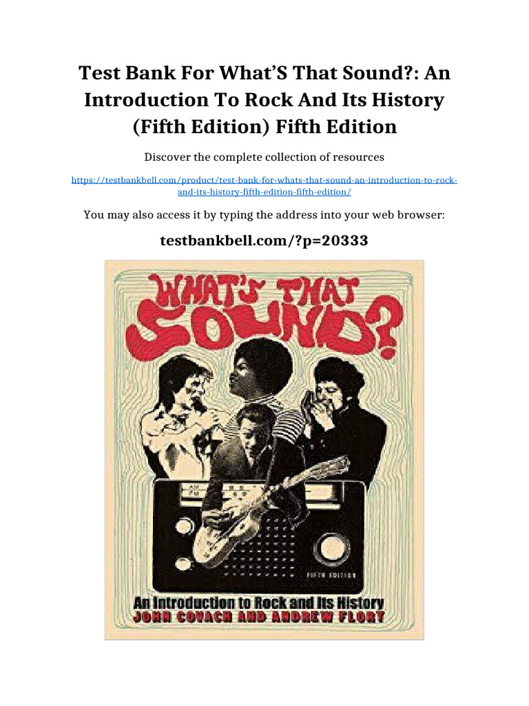 Test Bank for What’s That Sound?: An Introduction to Rock and Its ...