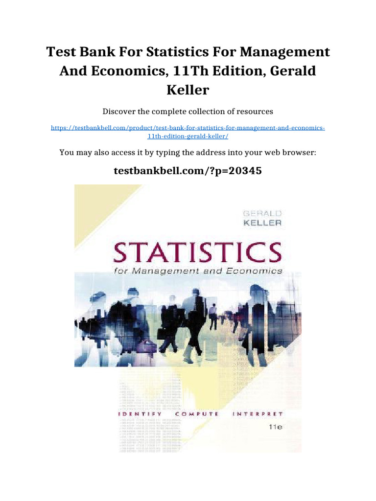 Test Bank for Statistics for Management and Economics, 11th Edition ...