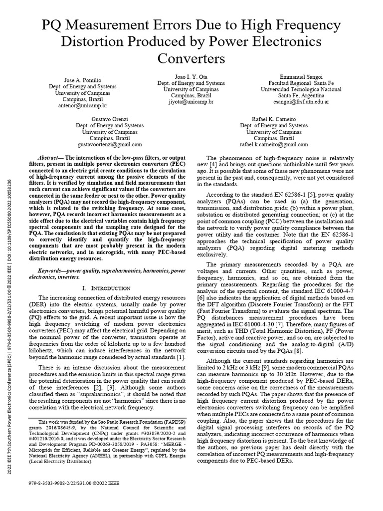 PQ Measurement Errors Due To High Frequency Distortion Produced by ...