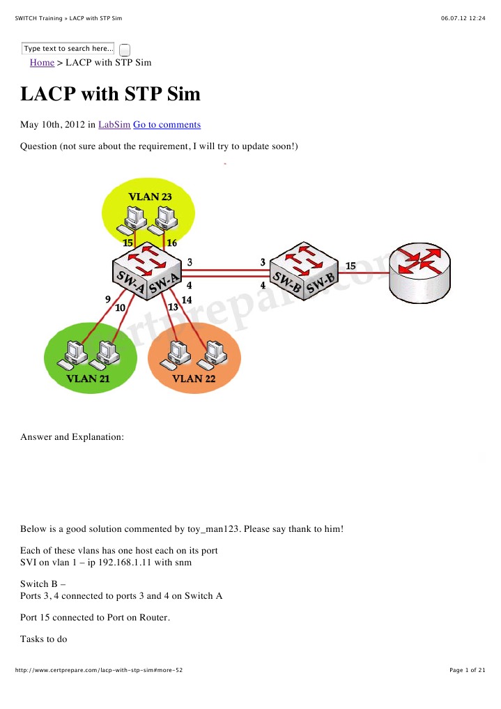 Lacp With STP Sim | PDF | Network Architecture | Computer Architecture