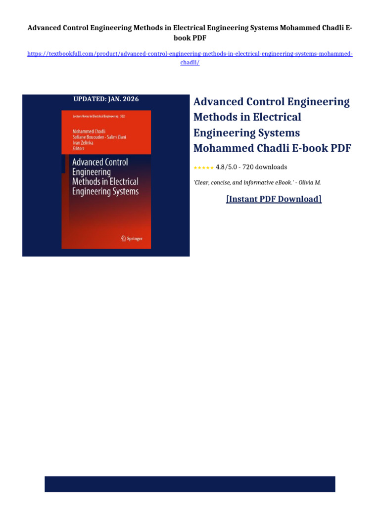 Advanced Control Engineering Methods in Electrical Engineering Systems ...