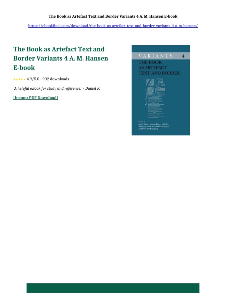 The Book as Artefact Text and Border Variants 4 A. M. Hansen complete ...