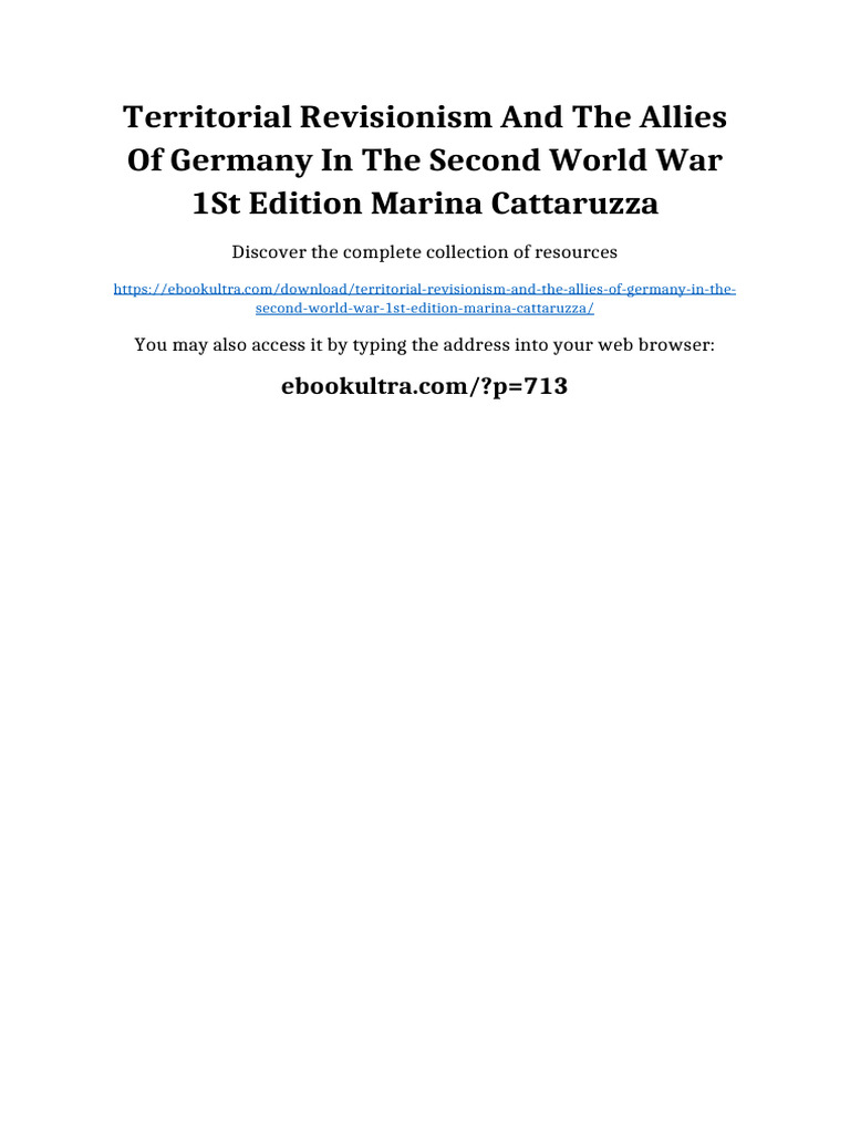 Territorial Revisionism and the Allies of Germany in the Second World ...